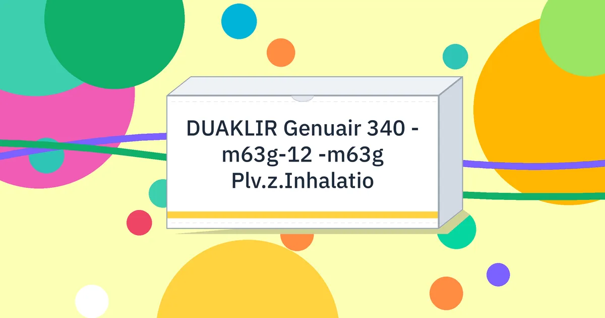 Symbolbild: Packung mit der Aufschrift DUAKLIR Genuair 340 -m63g-12 -m63g Plv.z.Inhalatio (PZN 13166156) – Verfügbarkeit und Bezug in Apotheken in Frankfurt am Main