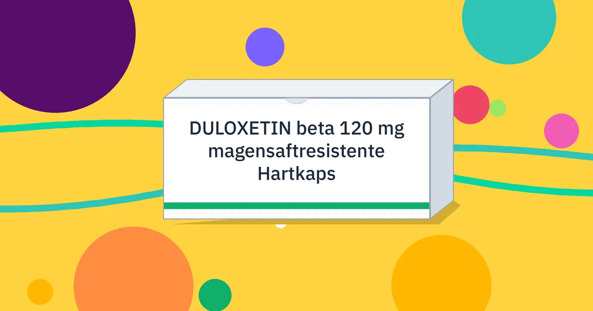 Symbolbild: Packung mit der Aufschrift DULOXETIN beta 120 mg magensaftresistente Hartkaps (PZN 18075760) – Verfügbarkeit und Bezug in Apotheken in Frankfurt am Main