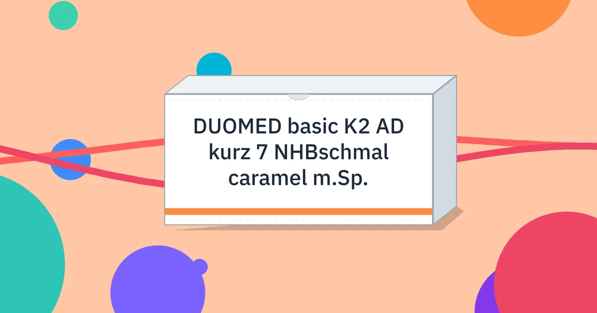 Symbolbild: Packung mit der Aufschrift DUOMED basic K2 AD kurz 7 NHBschmal caramel m.Sp. (PZN 20907771) – Verfügbarkeit und Bezug in Apotheken in Frankfurt am Main