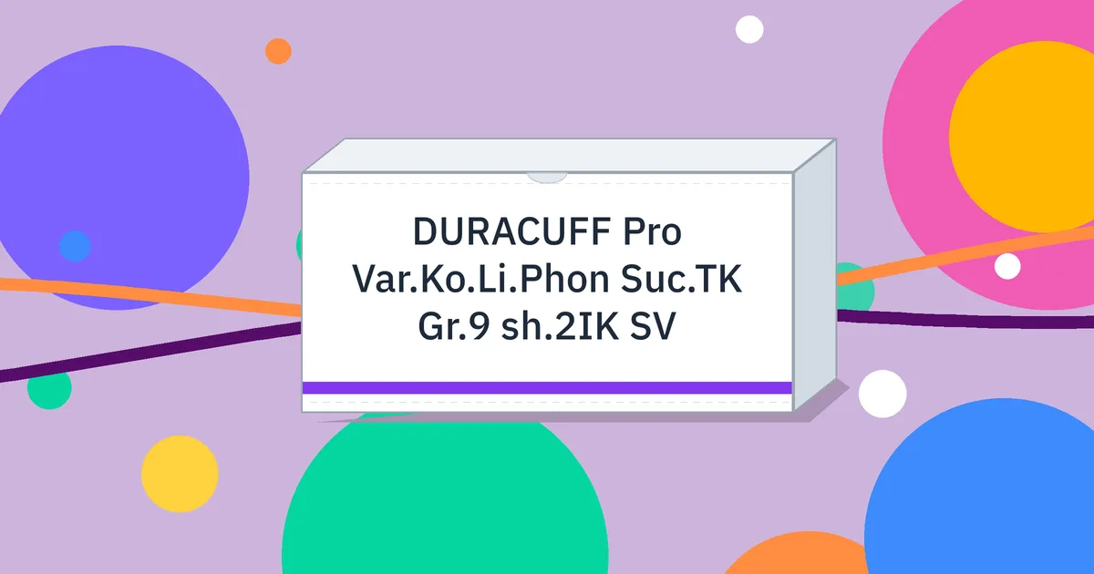 Symbolbild: Packung mit der Aufschrift DURACUFF Pro Var.Ko.Li.Phon Suc.TK Gr.9 sh.2IK SV (PZN 19244667) – Verfügbarkeit und Bezug in Apotheken in Frankfurt am Main