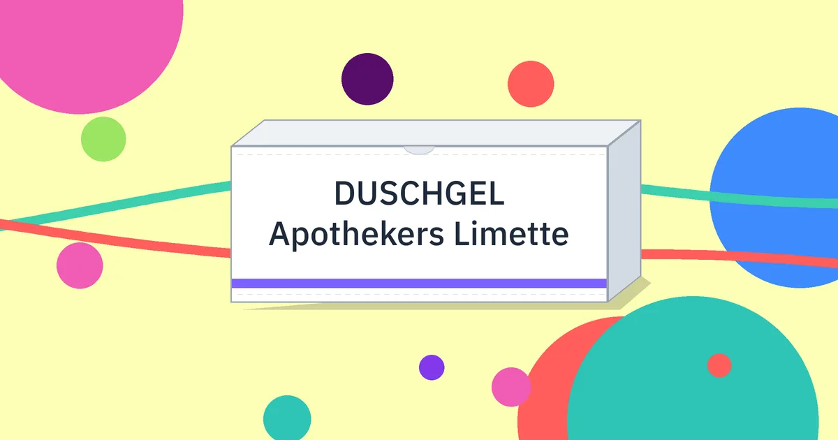 Symbolbild: Packung mit der Aufschrift DUSCHGEL Apothekers Limette (PZN 20941940) – Verfügbarkeit und Bezug in Apotheken in Frankfurt am Main