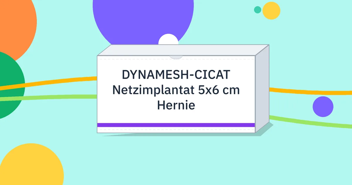 Symbolbild: Packung mit der Aufschrift DYNAMESH-CICAT Netzimplantat 5x6 cm Hernie (PZN 11279577) – Verfügbarkeit und Bezug in Apotheken in Frankfurt am Main