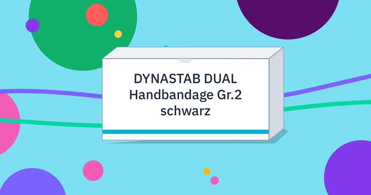 Symbolbild: Packung mit der Aufschrift DYNASTAB DUAL Handbandage Gr.2 schwarz (PZN 06467733) – Verfügbarkeit und Bezug in Apotheken in Frankfurt am Main