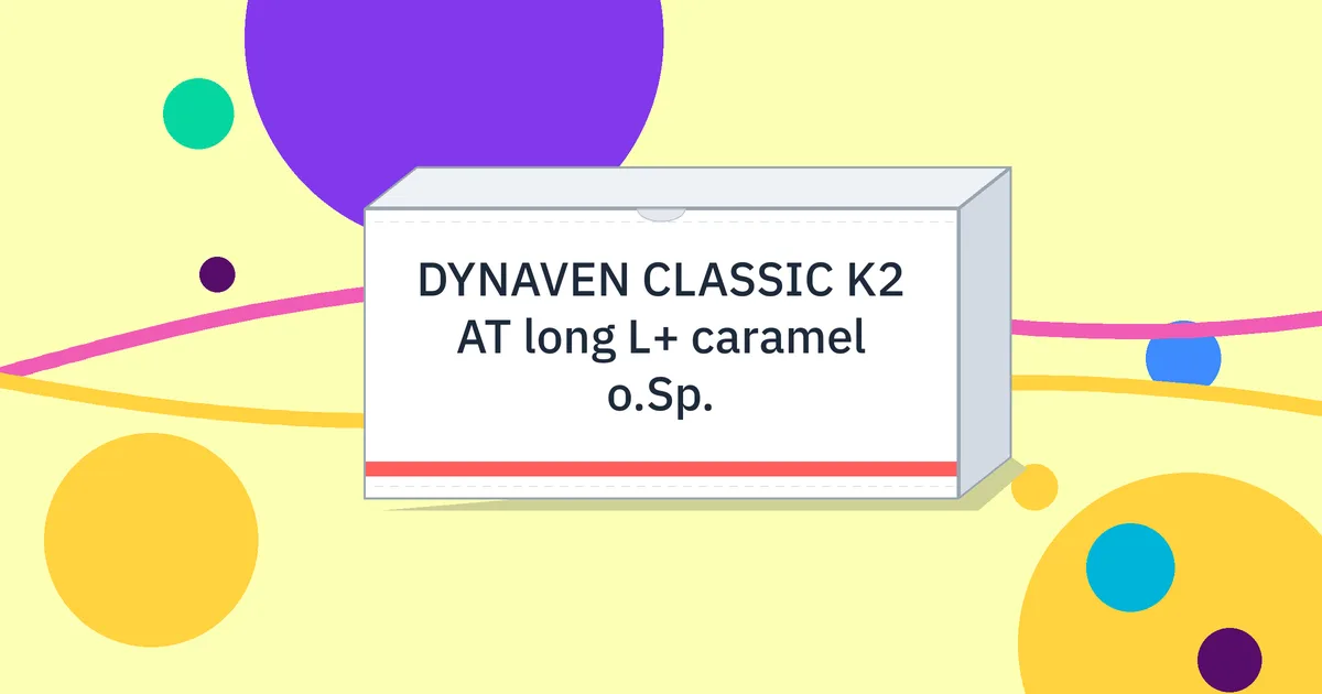 Symbolbild: Packung mit der Aufschrift DYNAVEN CLASSIC K2 AT long L+ caramel o.Sp. (PZN 18419136) – Verfügbarkeit und Bezug in Apotheken in Frankfurt am Main