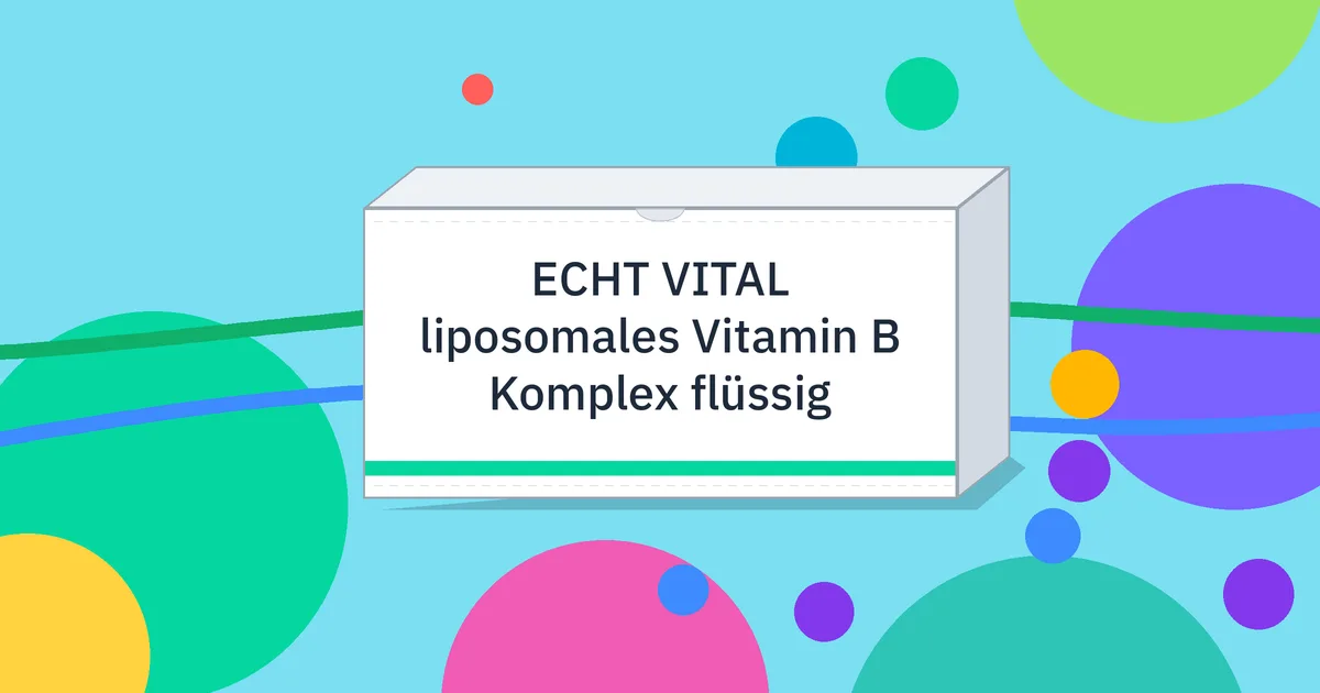 Symbolbild: Packung mit der Aufschrift ECHT VITAL liposomales Vitamin B Komplex flüssig (PZN 14308517) – Verfügbarkeit und Bezug in Apotheken in Frankfurt am Main