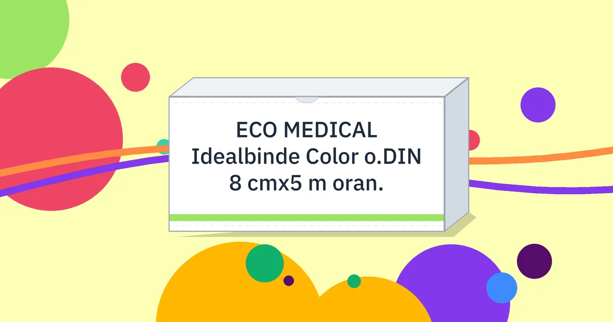 Symbolbild: Packung mit der Aufschrift ECO MEDICAL Idealbinde Color o.DIN 8 cmx5 m oran. (PZN 00740949) – Verfügbarkeit und Bezug in Apotheken in Frankfurt am Main