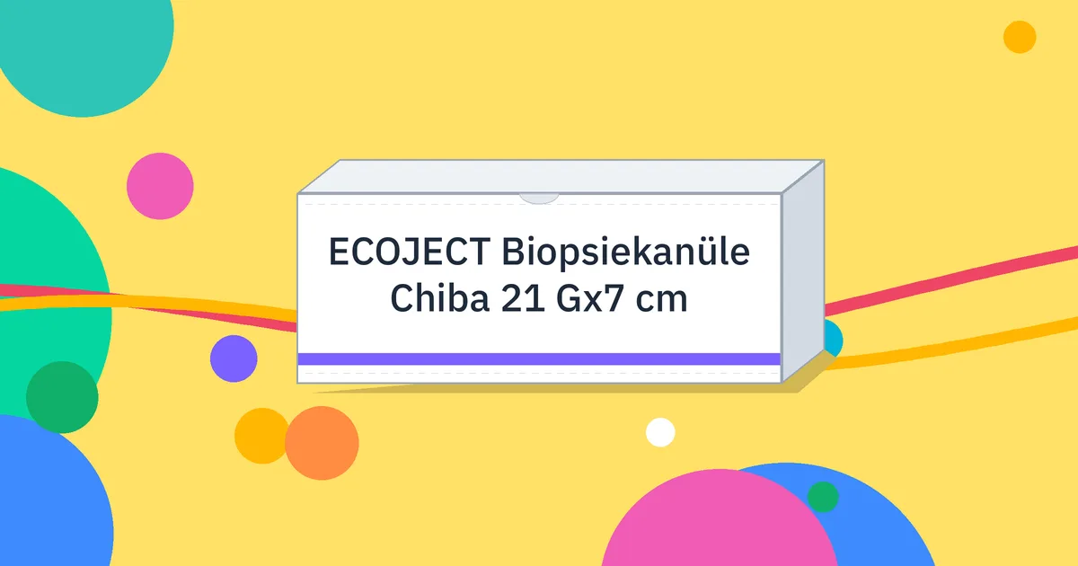 Symbolbild: Packung mit der Aufschrift ECOJECT Biopsiekanüle Chiba 21 Gx7 cm (PZN 06125240) – Verfügbarkeit und Bezug in Apotheken in Frankfurt am Main