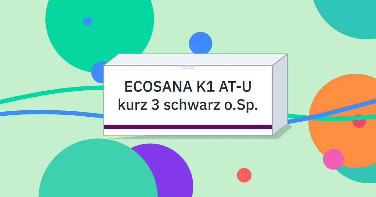 Symbolbild: Packung mit der Aufschrift ECOSANA K1 AT-U kurz 3 schwarz o.Sp. (PZN 04733550) – Verfügbarkeit und Bezug in Apotheken in Frankfurt am Main