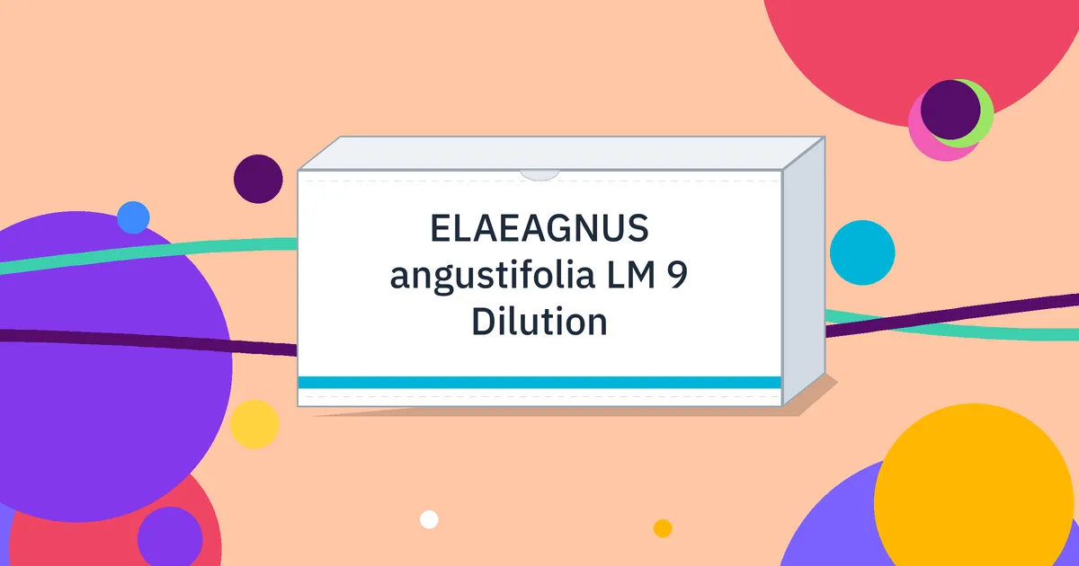 Symbolbild: Packung mit der Aufschrift ELAEAGNUS angustifolia LM 9 Dilution (PZN 13469299) – Verfügbarkeit und Bezug in Apotheken in Frankfurt am Main
