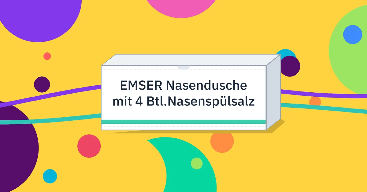 Symbolbild: Packung mit der Aufschrift EMSER Nasendusche mit 4 Btl.Nasenspülsalz (PZN 12615385) – Verfügbarkeit und Bezug in Apotheken in Frankfurt am Main