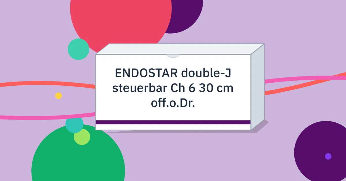 Symbolbild: Packung mit der Aufschrift ENDOSTAR double-J steuerbar Ch 6 30 cm off.o.Dr. (PZN 00439492) – Verfügbarkeit und Bezug in Apotheken in Frankfurt am Main