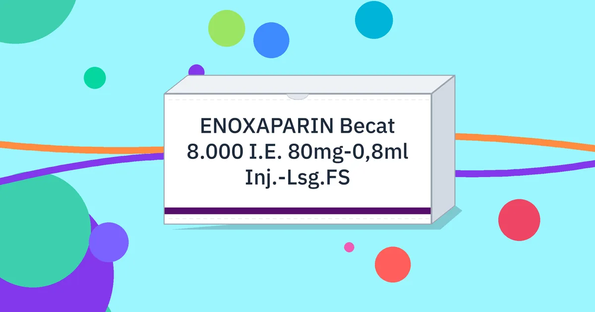 Symbolbild: Packung mit der Aufschrift ENOXAPARIN Becat 8.000 I.E. 80mg-0,8ml Inj.-Lsg.FS (PZN 17976455) – Verfügbarkeit und Bezug in Apotheken in Frankfurt am Main