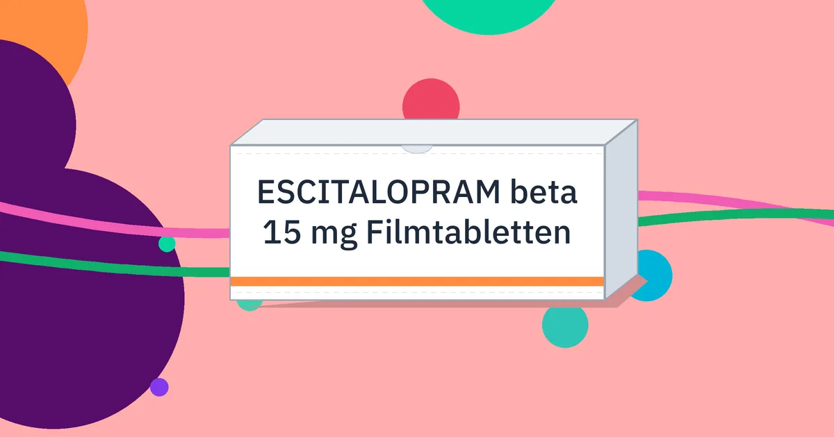Symbolbild: Packung mit der Aufschrift ESCITALOPRAM beta 15 mg Filmtabletten (PZN 06681722) – Verfügbarkeit und Bezug in Apotheken in Frankfurt am Main