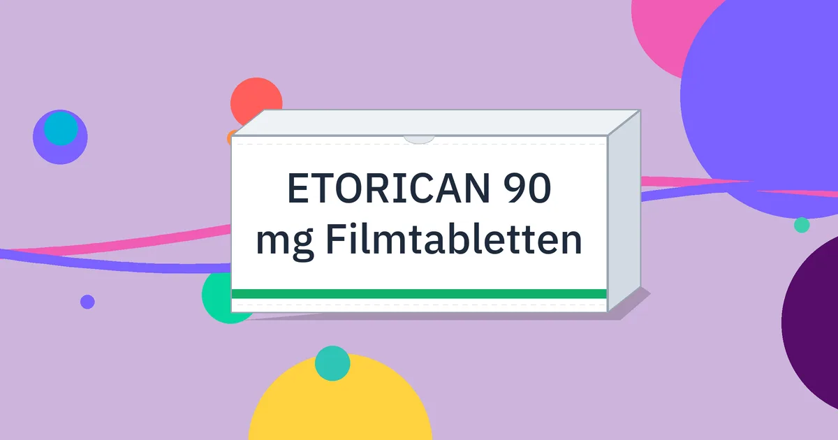 Symbolbild: Packung mit der Aufschrift ETORICAN 90 mg Filmtabletten (PZN 12652481) – Verfügbarkeit und Bezug in Apotheken in Frankfurt am Main
