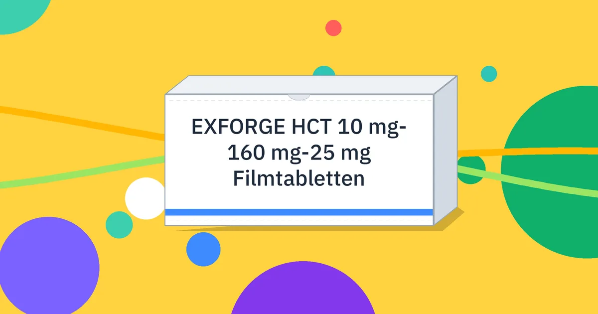 Symbolbild: Packung mit der Aufschrift EXFORGE HCT 10 mg-160 mg-25 mg Filmtabletten (PZN 10399090) – Verfügbarkeit und Bezug in Apotheken in Frankfurt am Main