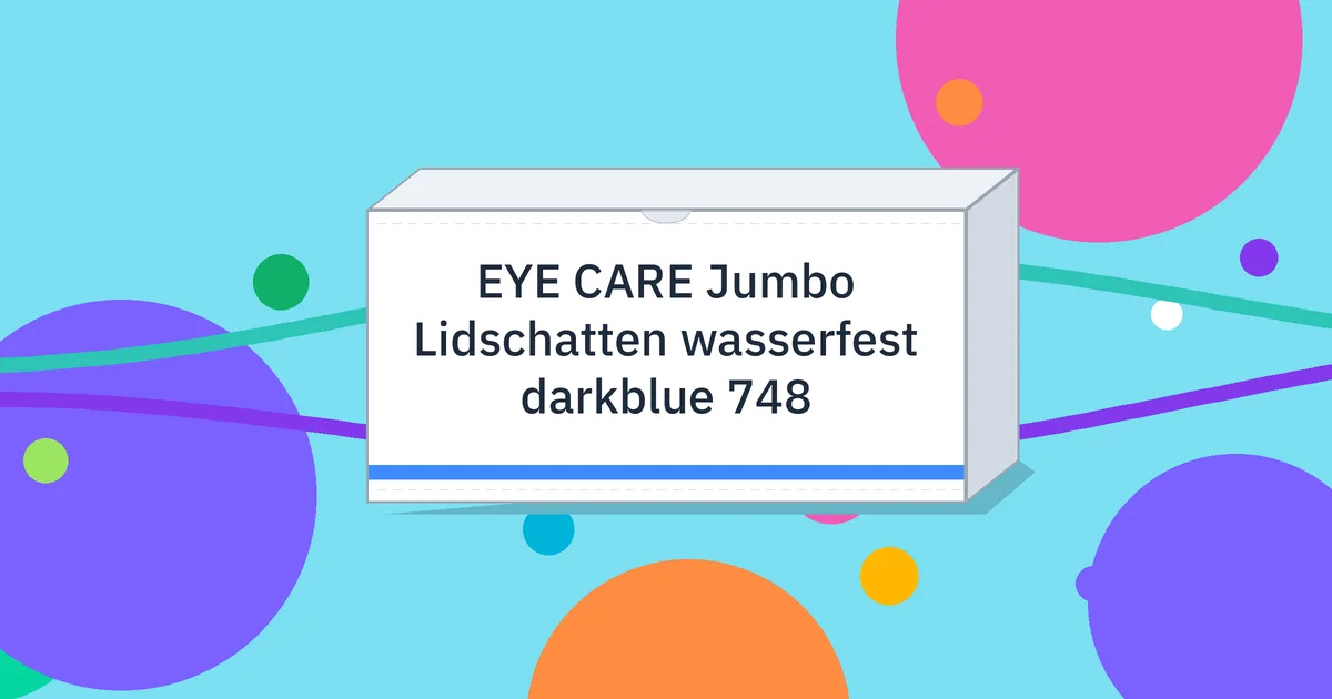 Symbolbild: Packung mit der Aufschrift EYE CARE Jumbo Lidschatten wasserfest darkblue 748 (PZN 17919960) – Verfügbarkeit und Bezug in Apotheken in Frankfurt am Main