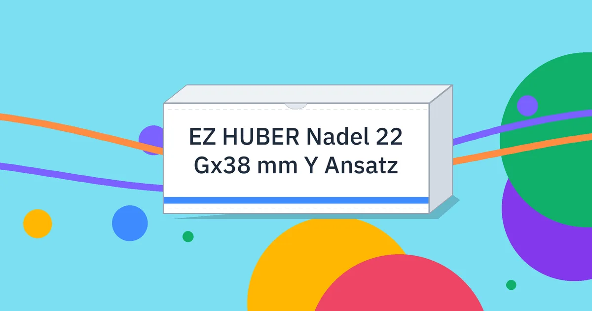Symbolbild: Packung mit der Aufschrift EZ HUBER Nadel 22 Gx38 mm Y Ansatz (PZN 09042537) – Verfügbarkeit und Bezug in Apotheken in Frankfurt am Main