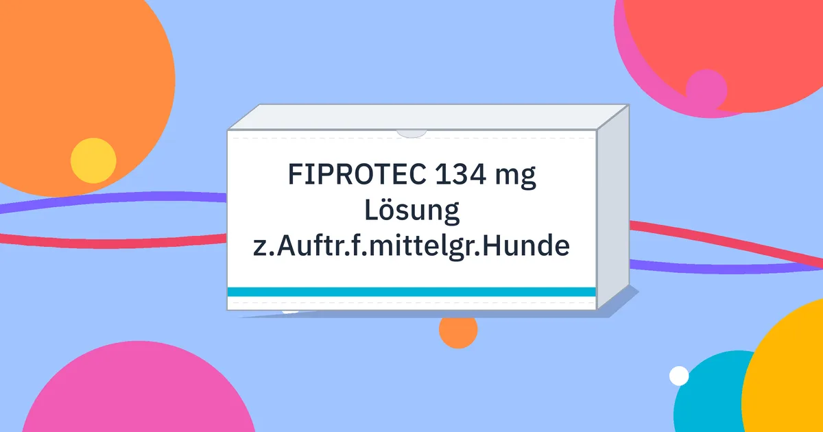 Symbolbild: Packung mit der Aufschrift FIPROTEC 134 mg Lösung z.Auftr.f.mittelgr.Hunde (PZN 12568183) – Verfügbarkeit und Bezug in Apotheken in Frankfurt am Main