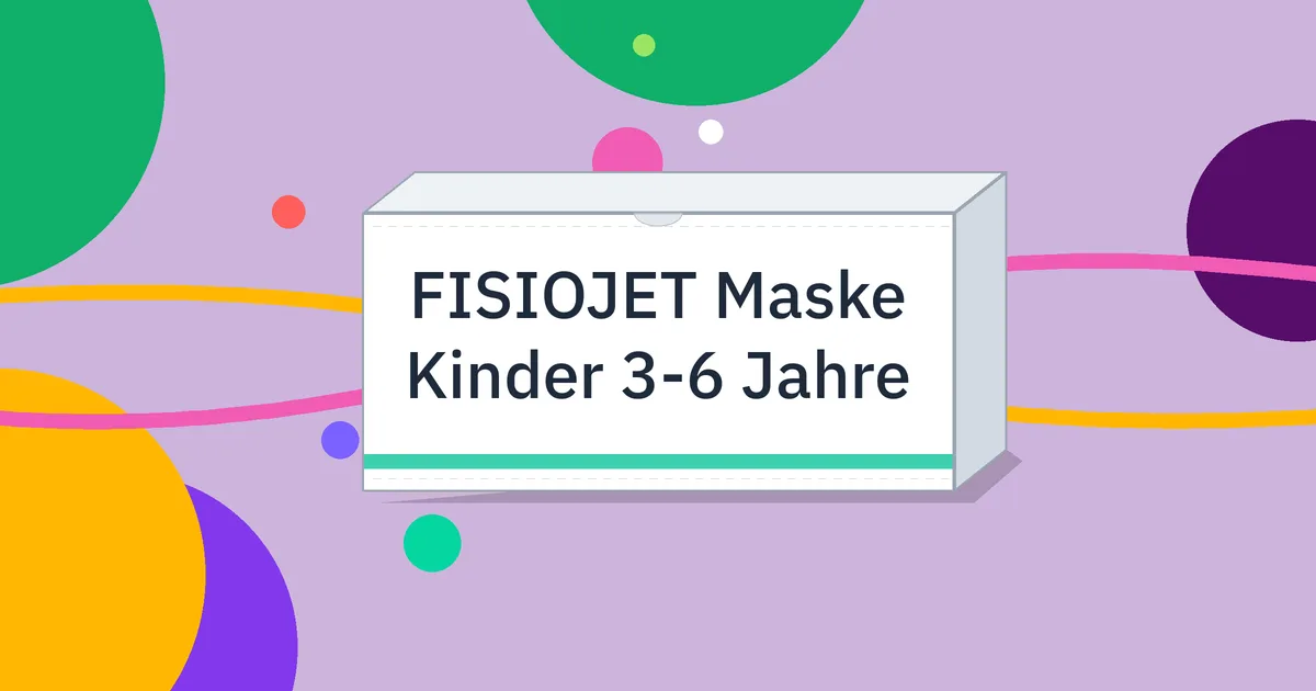 Symbolbild: Packung mit der Aufschrift FISIOJET Maske Kinder 3-6 Jahre (PZN 12869335) – Verfügbarkeit und Bezug in Apotheken in Frankfurt am Main
