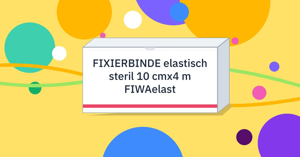 Symbolbild: Packung mit der Aufschrift FIXIERBINDE elastisch steril 10 cmx4 m FIWAelast (PZN 11860289) – Verfügbarkeit und Bezug in Apotheken in Frankfurt am Main