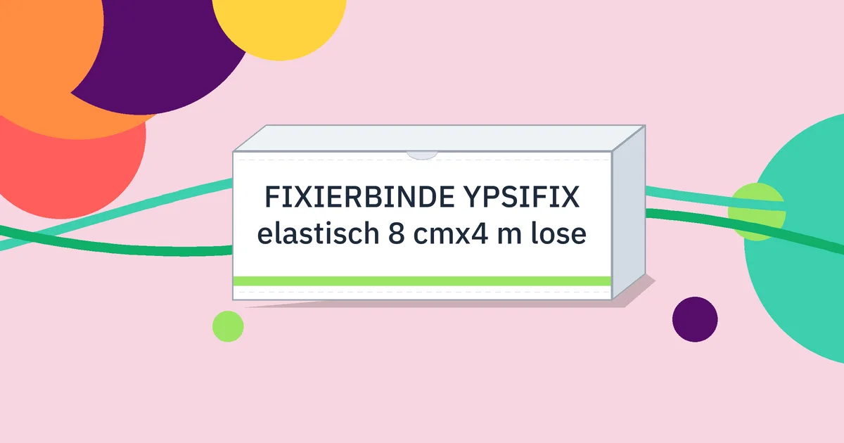 Symbolbild: Packung mit der Aufschrift FIXIERBINDE YPSIFIX elastisch 8 cmx4 m lose (PZN 03256183) – Verfügbarkeit und Bezug in Apotheken in Frankfurt am Main