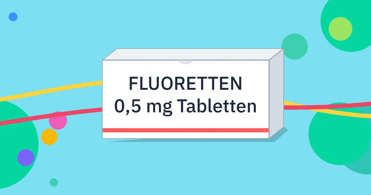 Symbolbild: Packung mit der Aufschrift FLUORETTEN 0,5 mg Tabletten (PZN 02477930) – Verfügbarkeit und Bezug in Apotheken in Frankfurt am Main