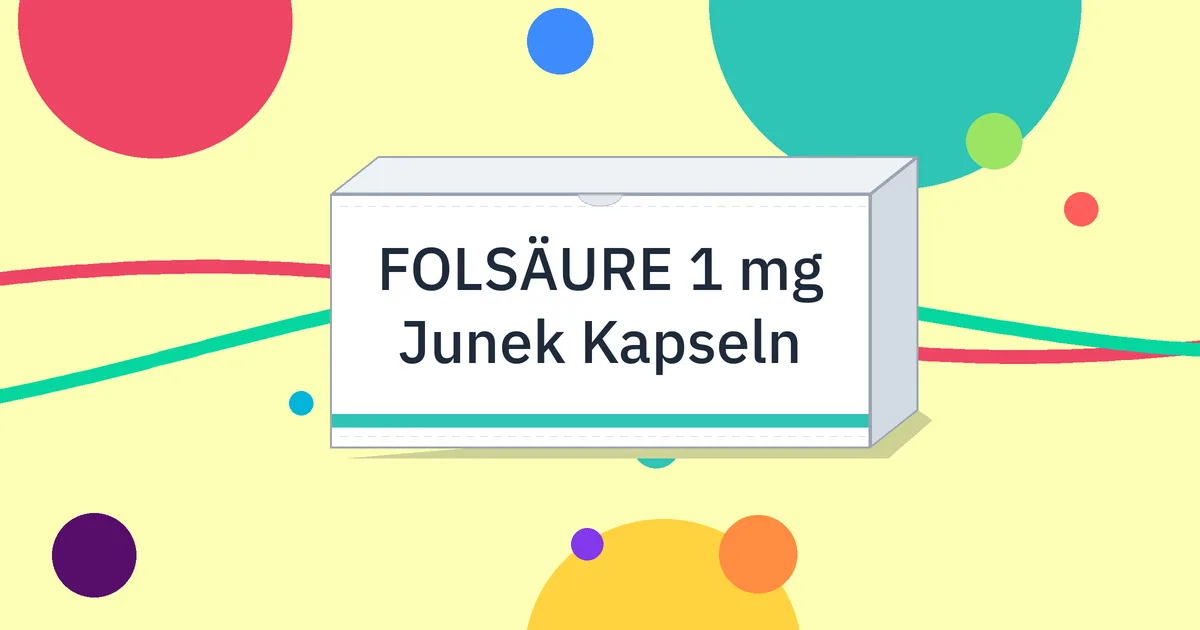 Symbolbild: Packung mit der Aufschrift FOLSÄURE 1 mg Junek Kapseln (PZN 15409634) – Verfügbarkeit und Bezug in Apotheken in Frankfurt am Main