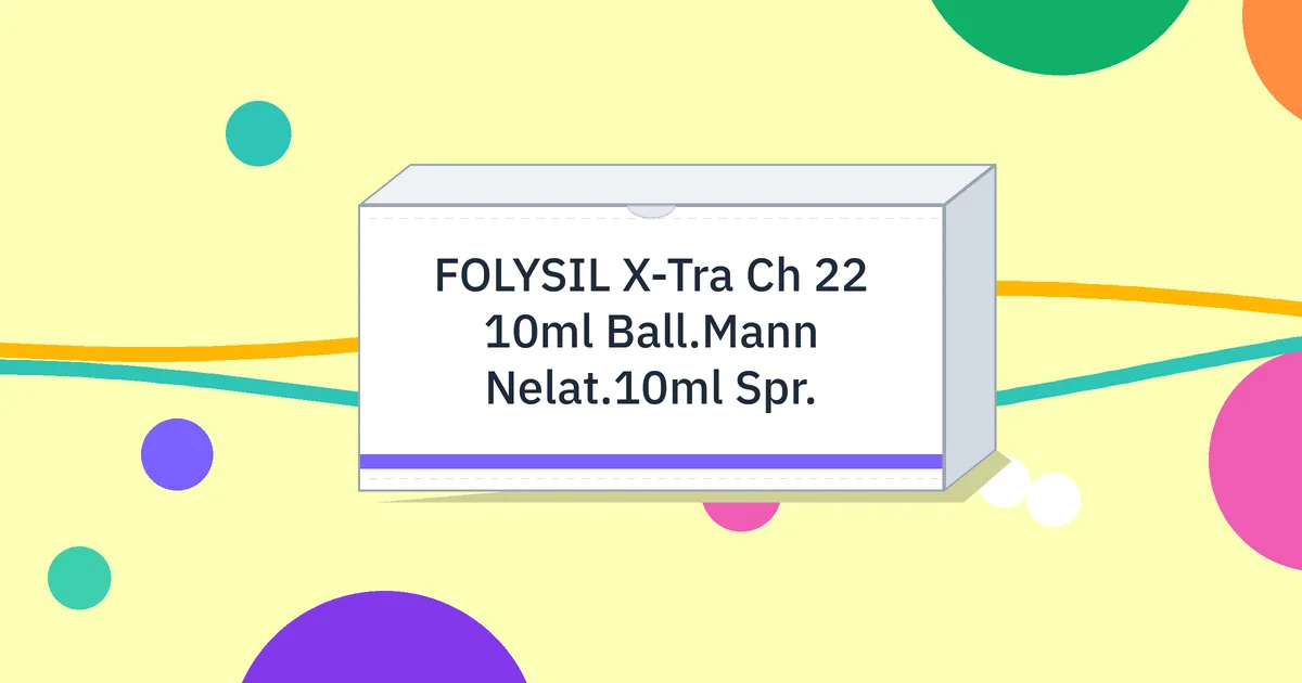 Symbolbild: Packung mit der Aufschrift FOLYSIL X-Tra Ch 22 10ml Ball.Mann Nelat.10ml Spr. (PZN 17998362) – Verfügbarkeit und Bezug in Apotheken in Frankfurt am Main
