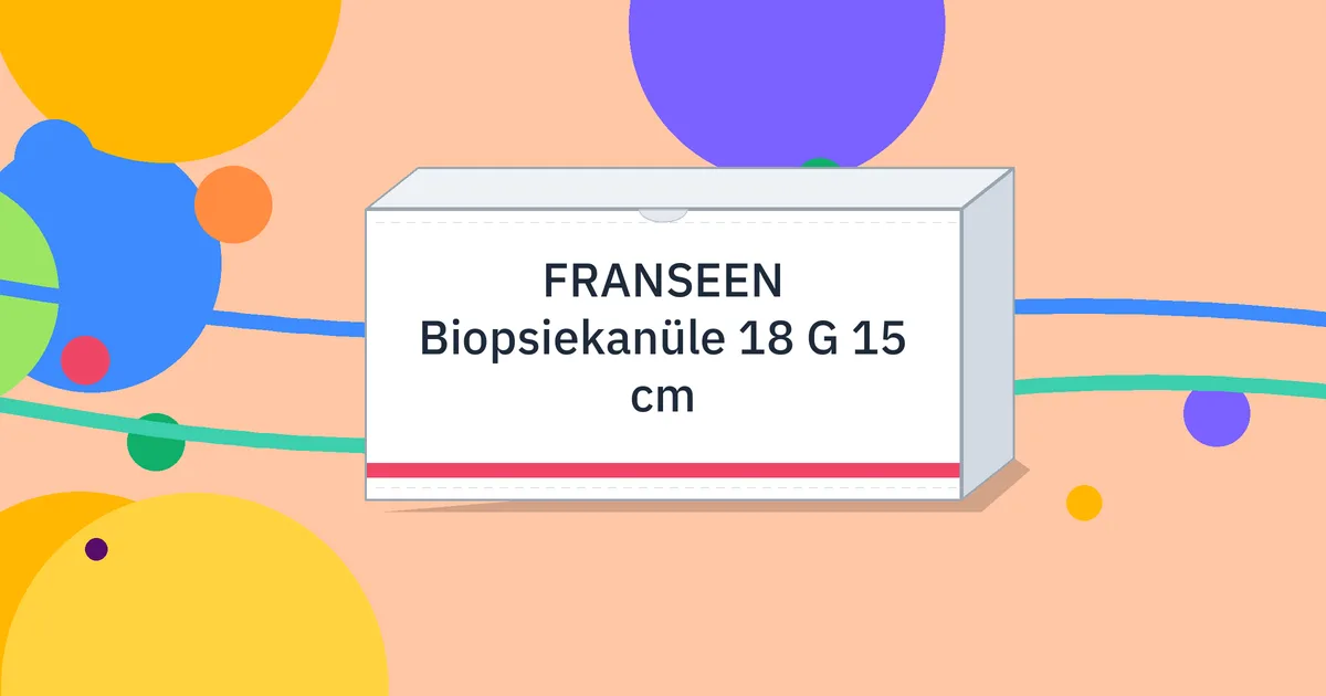 Symbolbild: Packung mit der Aufschrift FRANSEEN Biopsiekanüle 18 G 15 cm (PZN 04504660) – Verfügbarkeit und Bezug in Apotheken in Frankfurt am Main