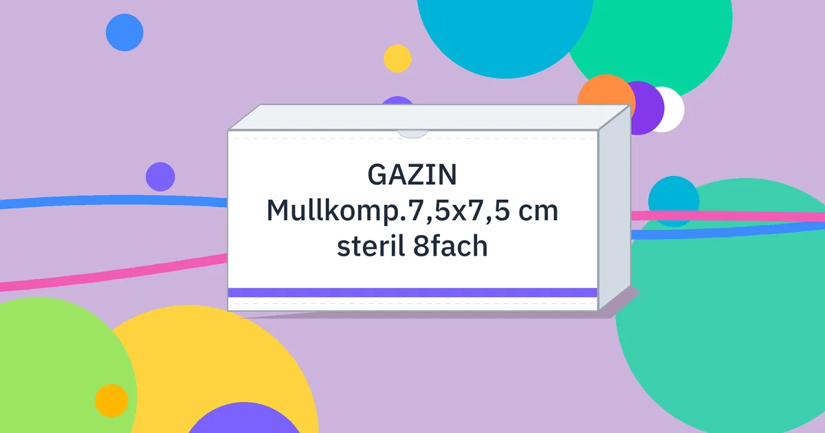 Symbolbild: Packung mit der Aufschrift GAZIN Mullkomp.7,5x7,5 cm steril 8fach (PZN 14444261) – Verfügbarkeit und Bezug in Apotheken in Frankfurt am Main