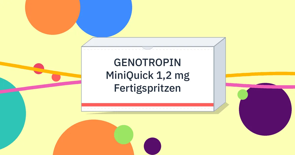 Symbolbild: Packung mit der Aufschrift GENOTROPIN MiniQuick 1,2 mg Fertigspritzen (PZN 03000992) – Verfügbarkeit und Bezug in Apotheken in Frankfurt am Main