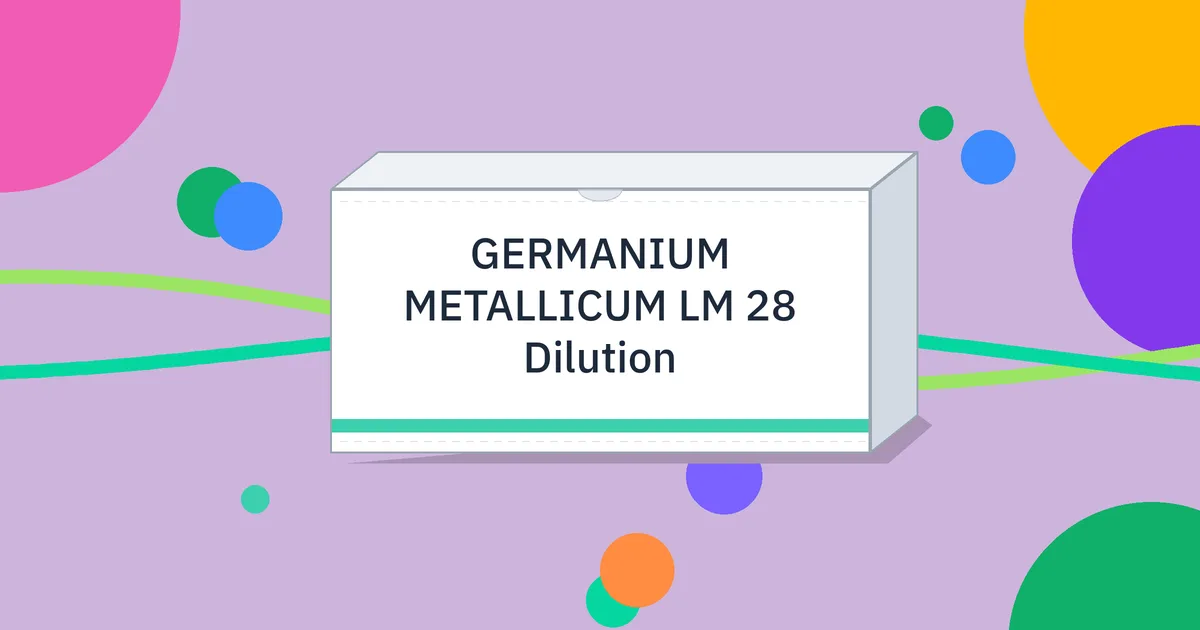 Symbolbild: Packung mit der Aufschrift GERMANIUM METALLICUM LM 28 Dilution (PZN 12877375) – Verfügbarkeit und Bezug in Apotheken in Frankfurt am Main