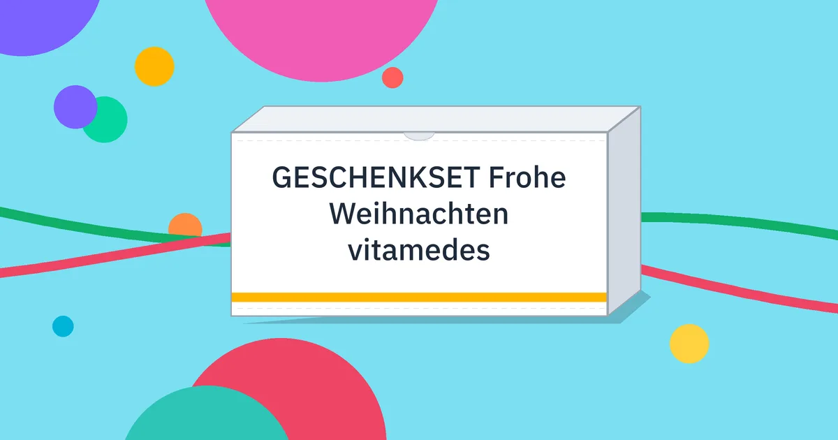 Symbolbild: Packung mit der Aufschrift GESCHENKSET Frohe Weihnachten vitamedes (PZN 20082359) – Verfügbarkeit und Bezug in Apotheken in Frankfurt am Main