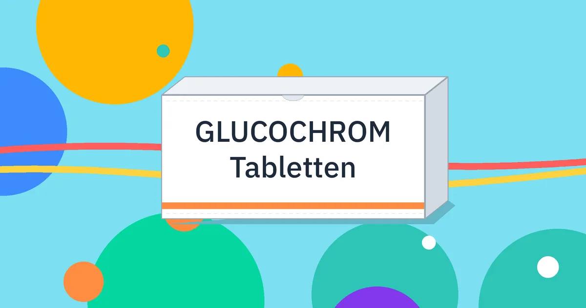Symbolbild: Packung mit der Aufschrift GLUCOCHROM Tabletten (PZN 12800941) – Verfügbarkeit und Bezug in Apotheken in Frankfurt am Main