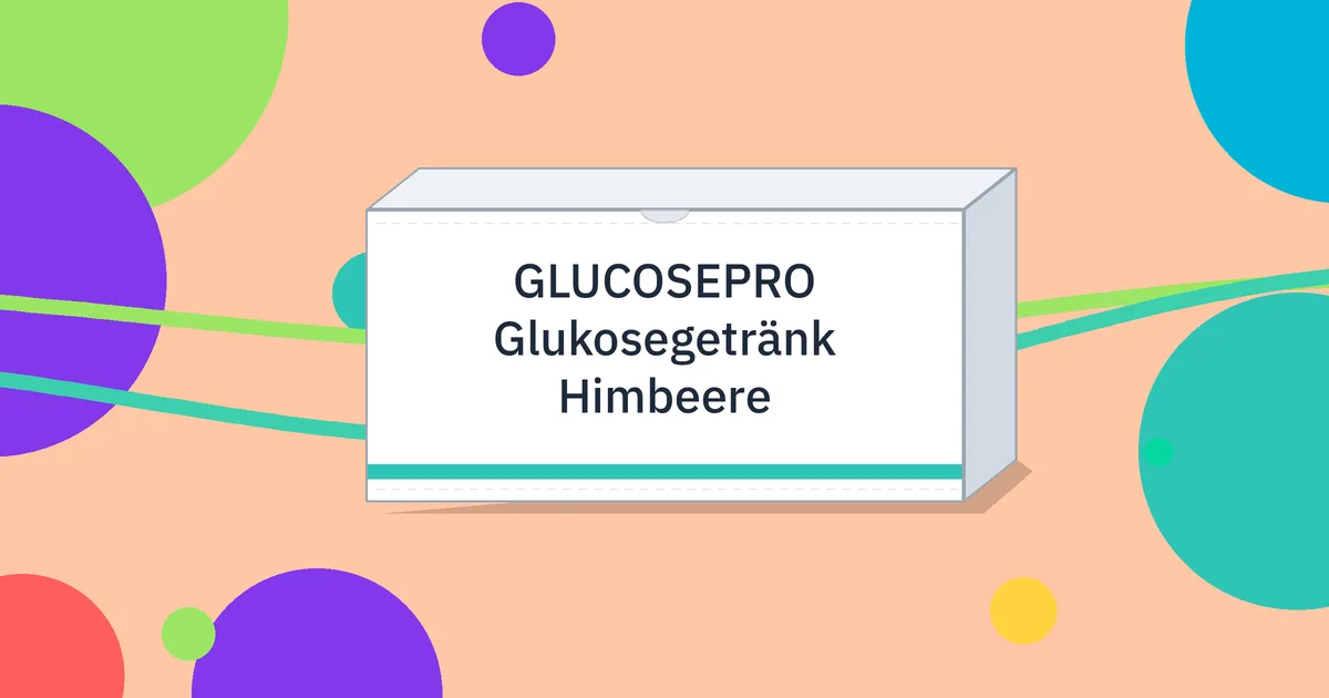 Symbolbild: Packung mit der Aufschrift GLUCOSEPRO Glukosegetränk Himbeere (PZN 18487385) – Verfügbarkeit und Bezug in Apotheken in Frankfurt am Main