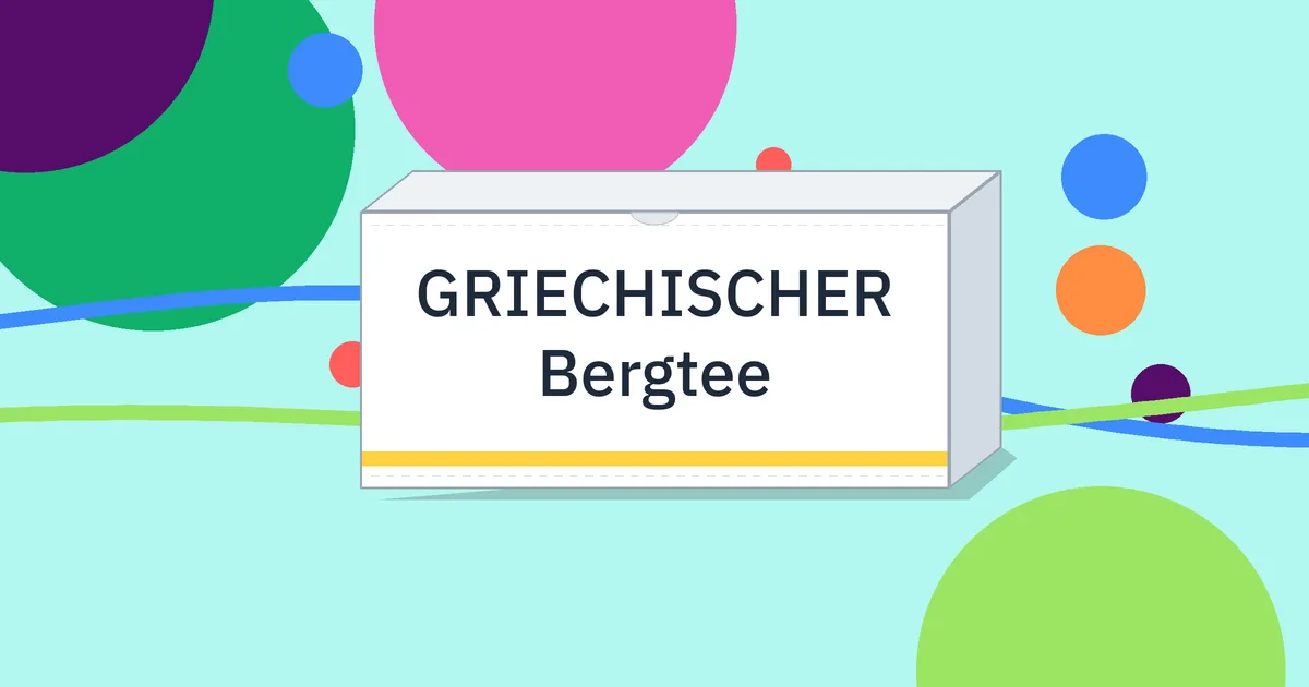 Symbolbild: Packung mit der Aufschrift GRIECHISCHER Bergtee (PZN 05023282) – Verfügbarkeit und Bezug in Apotheken in Frankfurt am Main
