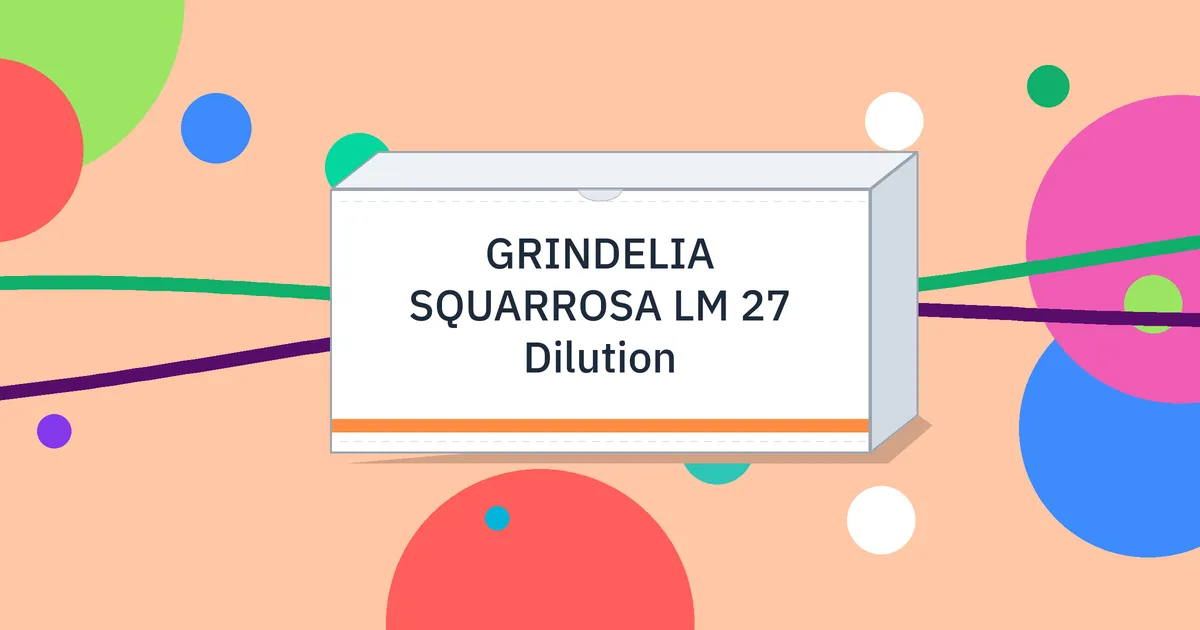Symbolbild: Packung mit der Aufschrift GRINDELIA SQUARROSA LM 27 Dilution (PZN 13547668) – Verfügbarkeit und Bezug in Apotheken in Frankfurt am Main