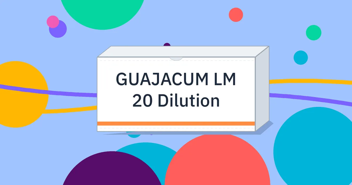 Symbolbild: Packung mit der Aufschrift GUAJACUM LM 20 Dilution (PZN 12882672) – Verfügbarkeit und Bezug in Apotheken in Frankfurt am Main