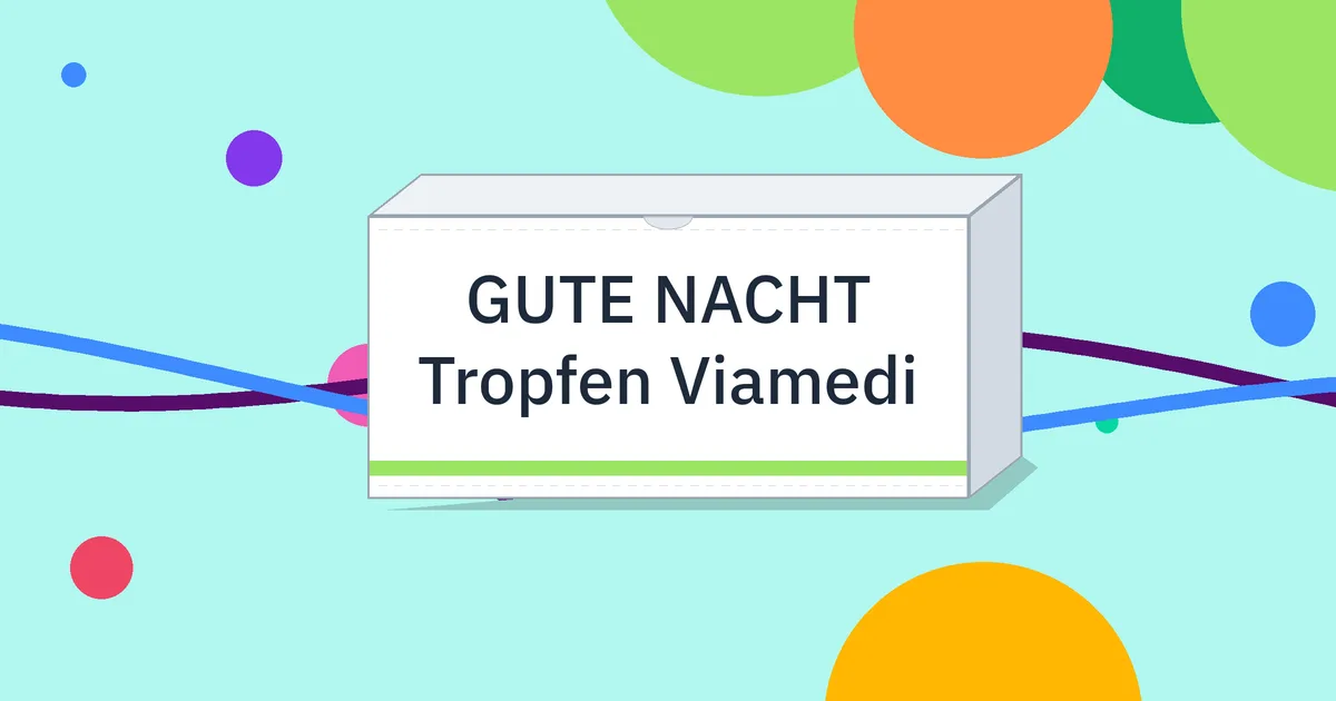 Symbolbild: Packung mit der Aufschrift GUTE NACHT Tropfen Viamedi (PZN 18411583) – Verfügbarkeit und Bezug in Apotheken in Frankfurt am Main