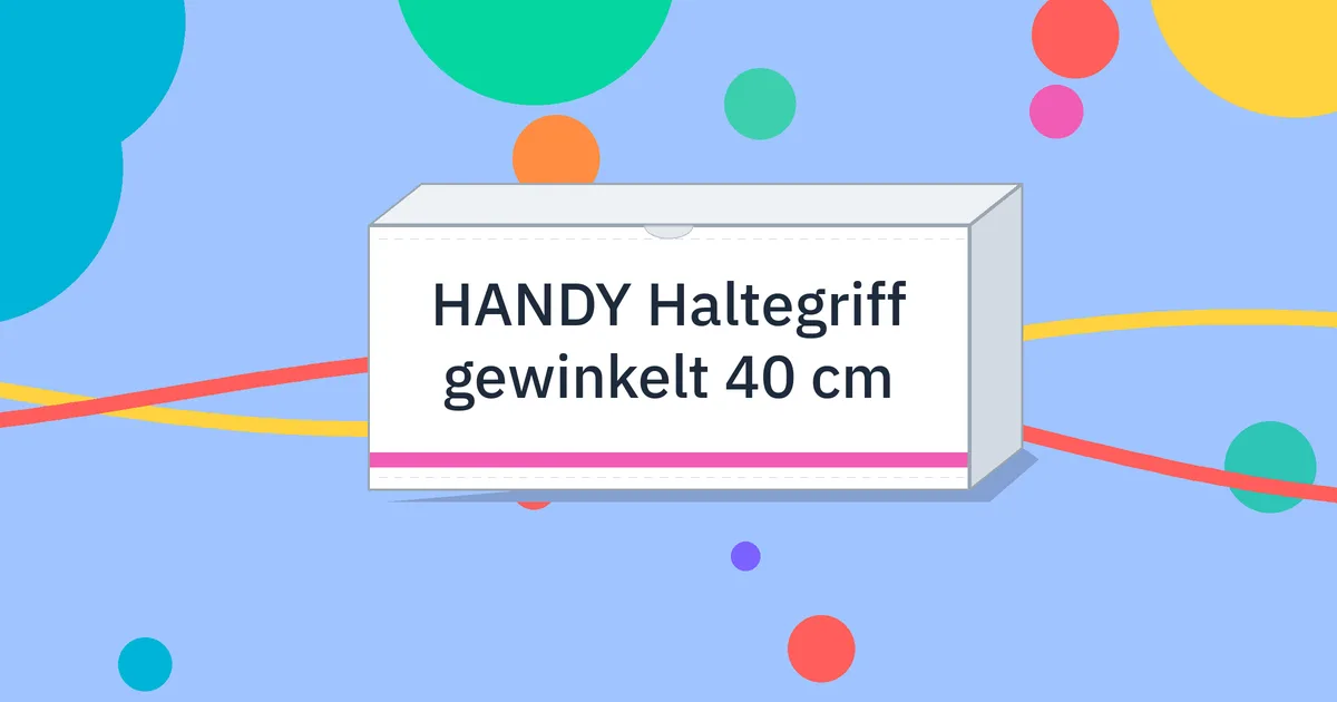 Symbolbild: Packung mit der Aufschrift HANDY Haltegriff gewinkelt 40 cm (PZN 07738482) – Verfügbarkeit und Bezug in Apotheken in Frankfurt am Main