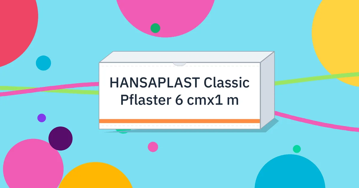 Symbolbild: Packung mit der Aufschrift HANSAPLAST Classic Pflaster 6 cmx1 m (PZN 16744903) – Verfügbarkeit und Bezug in Apotheken in Frankfurt am Main