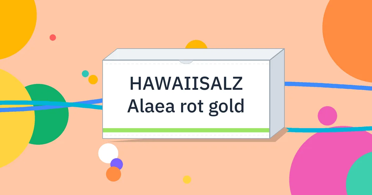 Symbolbild: Packung mit der Aufschrift HAWAIISALZ Alaea rot gold (PZN 17241133) – Verfügbarkeit und Bezug in Apotheken in Frankfurt am Main
