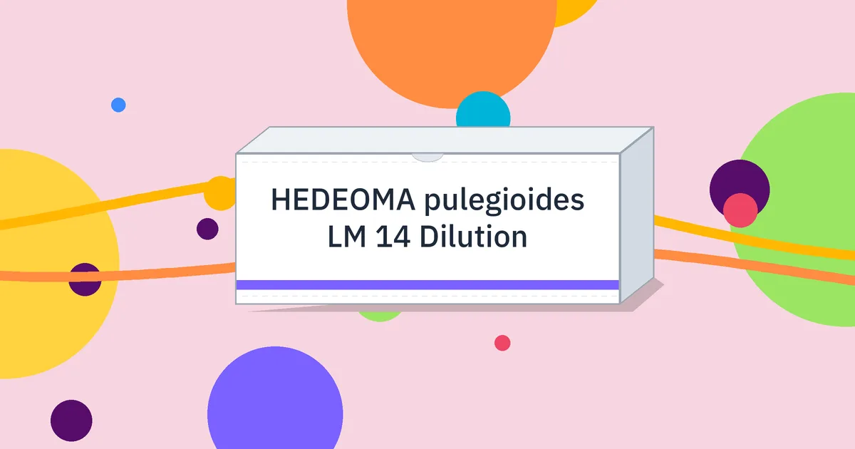 Symbolbild: Packung mit der Aufschrift HEDEOMA pulegioides LM 14 Dilution (PZN 13551173) – Verfügbarkeit und Bezug in Apotheken in Frankfurt am Main