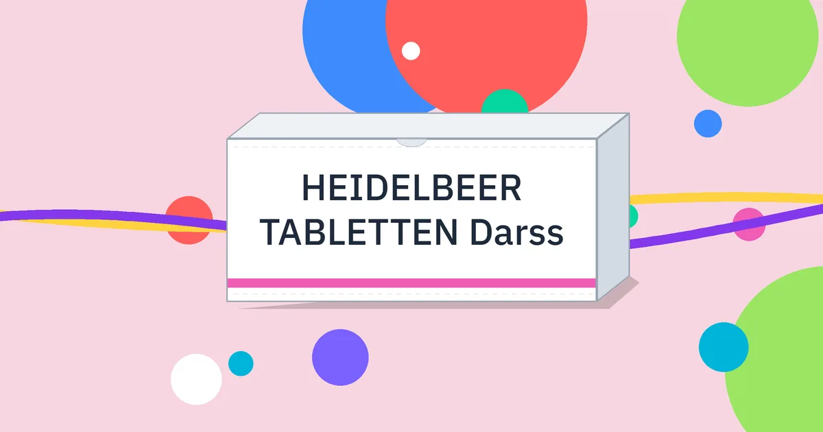 Symbolbild: Packung mit der Aufschrift HEIDELBEER TABLETTEN Darss (PZN 12800970) – Verfügbarkeit und Bezug in Apotheken in Frankfurt am Main