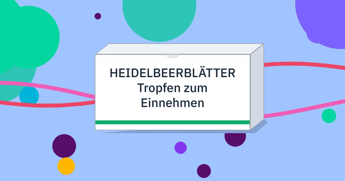 Symbolbild: Packung mit der Aufschrift HEIDELBEERBLÄTTER Tropfen zum Einnehmen (PZN 11547606) – Verfügbarkeit und Bezug in Apotheken in Frankfurt am Main