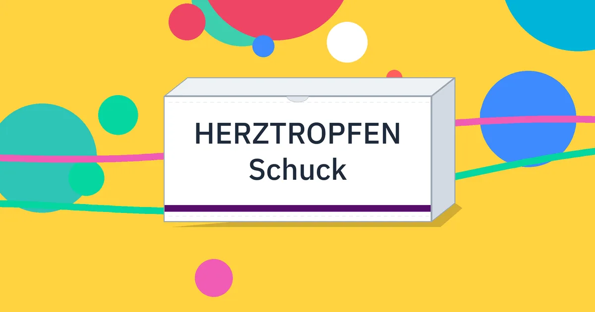 Symbolbild: Packung mit der Aufschrift HERZTROPFEN Schuck (PZN 05919771) – Verfügbarkeit und Bezug in Apotheken in Frankfurt am Main