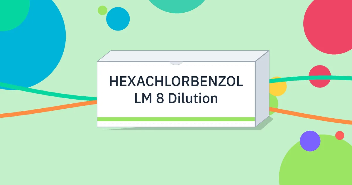 Symbolbild: Packung mit der Aufschrift HEXACHLORBENZOL LM 8 Dilution (PZN 12888769) – Verfügbarkeit und Bezug in Apotheken in Frankfurt am Main