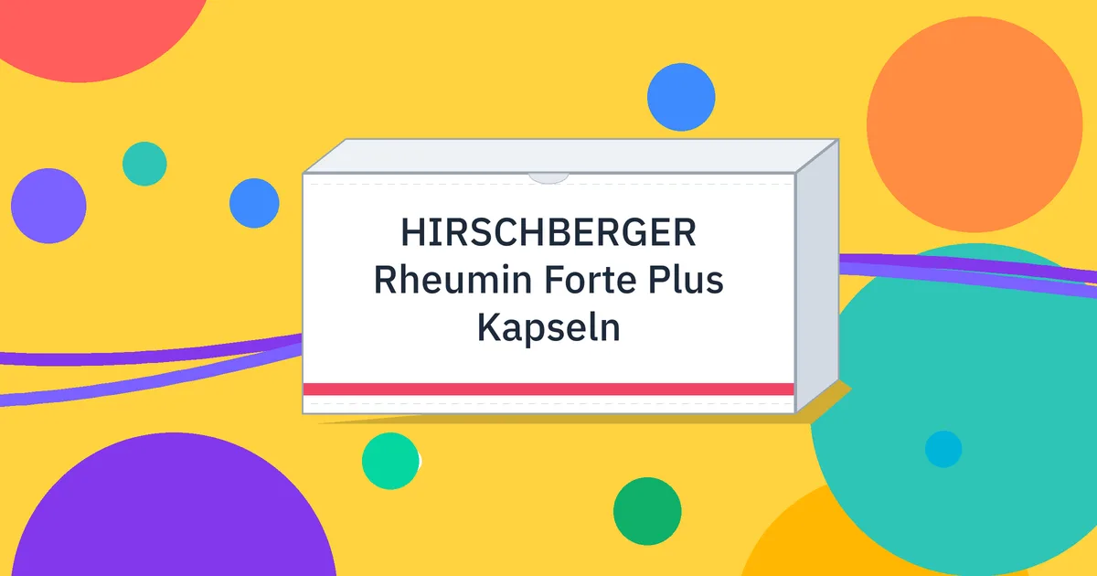 Symbolbild: Packung mit der Aufschrift HIRSCHBERGER Rheumin Forte Plus Kapseln (PZN 17312407) – Verfügbarkeit und Bezug in Apotheken in Frankfurt am Main