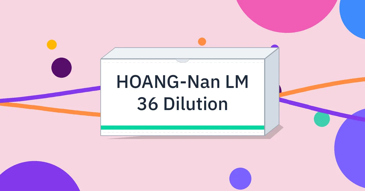 Symbolbild: Packung mit der Aufschrift HOANG-Nan LM 36 Dilution (PZN 12889496) – Verfügbarkeit und Bezug in Apotheken in Frankfurt am Main