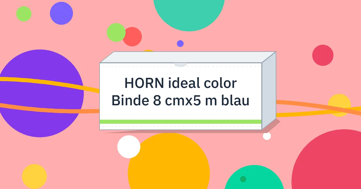 Symbolbild: Packung mit der Aufschrift HORN ideal color Binde 8 cmx5 m blau (PZN 04427184) – Verfügbarkeit und Bezug in Apotheken in Frankfurt am Main
